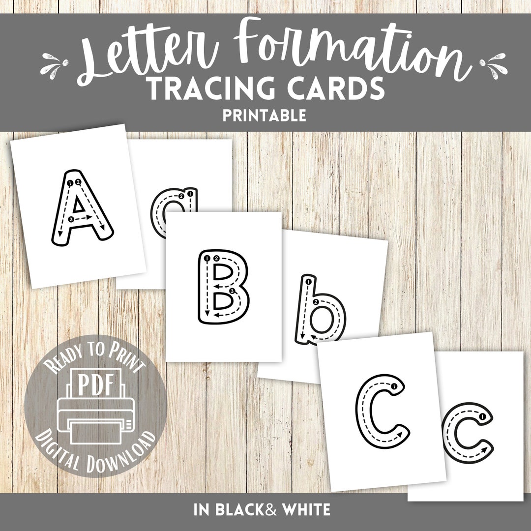 Alphabet Letter Formation Tracing Cards for Early Education, Black ...