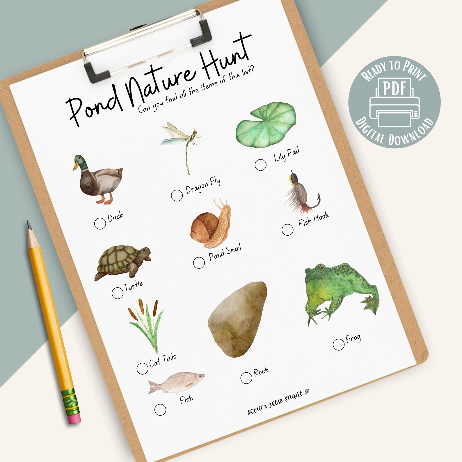 Nature Scavenger Hunt for Kids, Charlotte Mason Inspired Ponds Nature ...