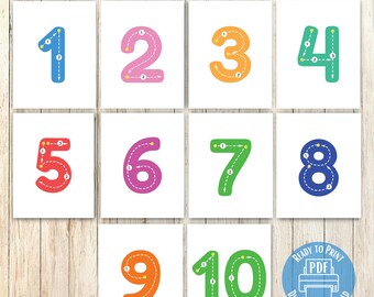Number Formation Tracing Cards Printable, Black and White, Instant ...