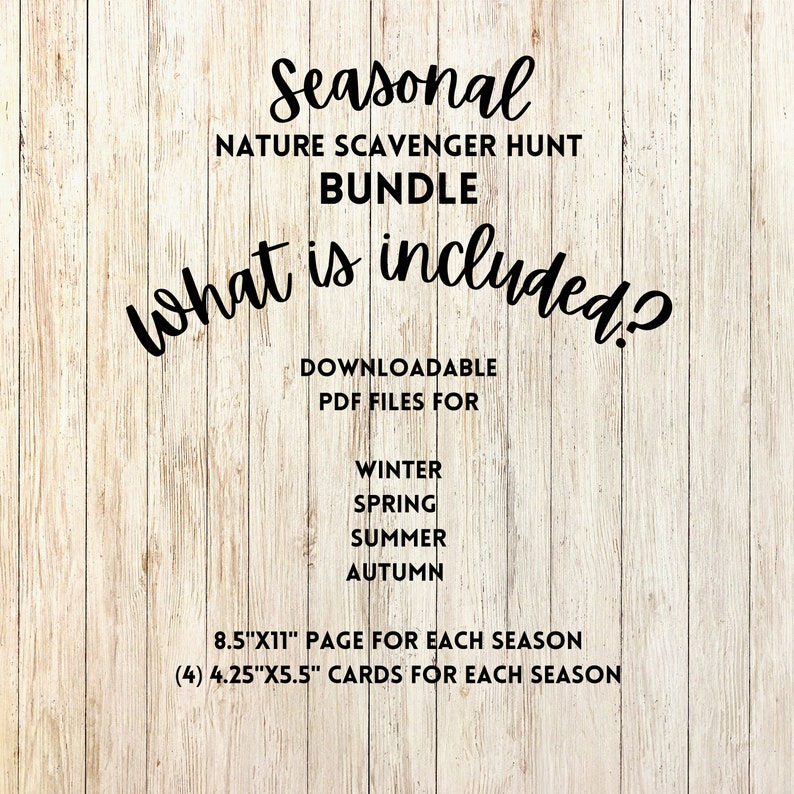 Nature Scavenger Hunt for Kids Nature Study Instant Download Four ...