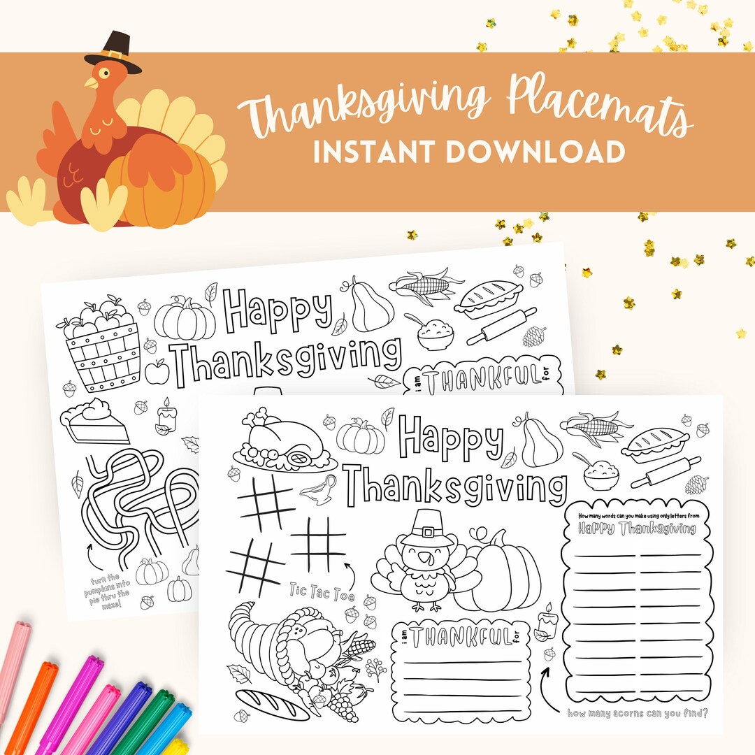 Printable Thanksgiving Placemats, Kid's Thanksgiving Placemat ...