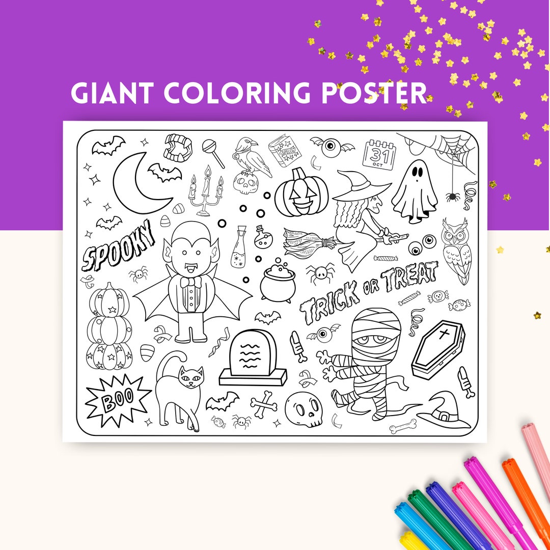 Halloween Printable Coloring Poster Download for Kids - Etsy