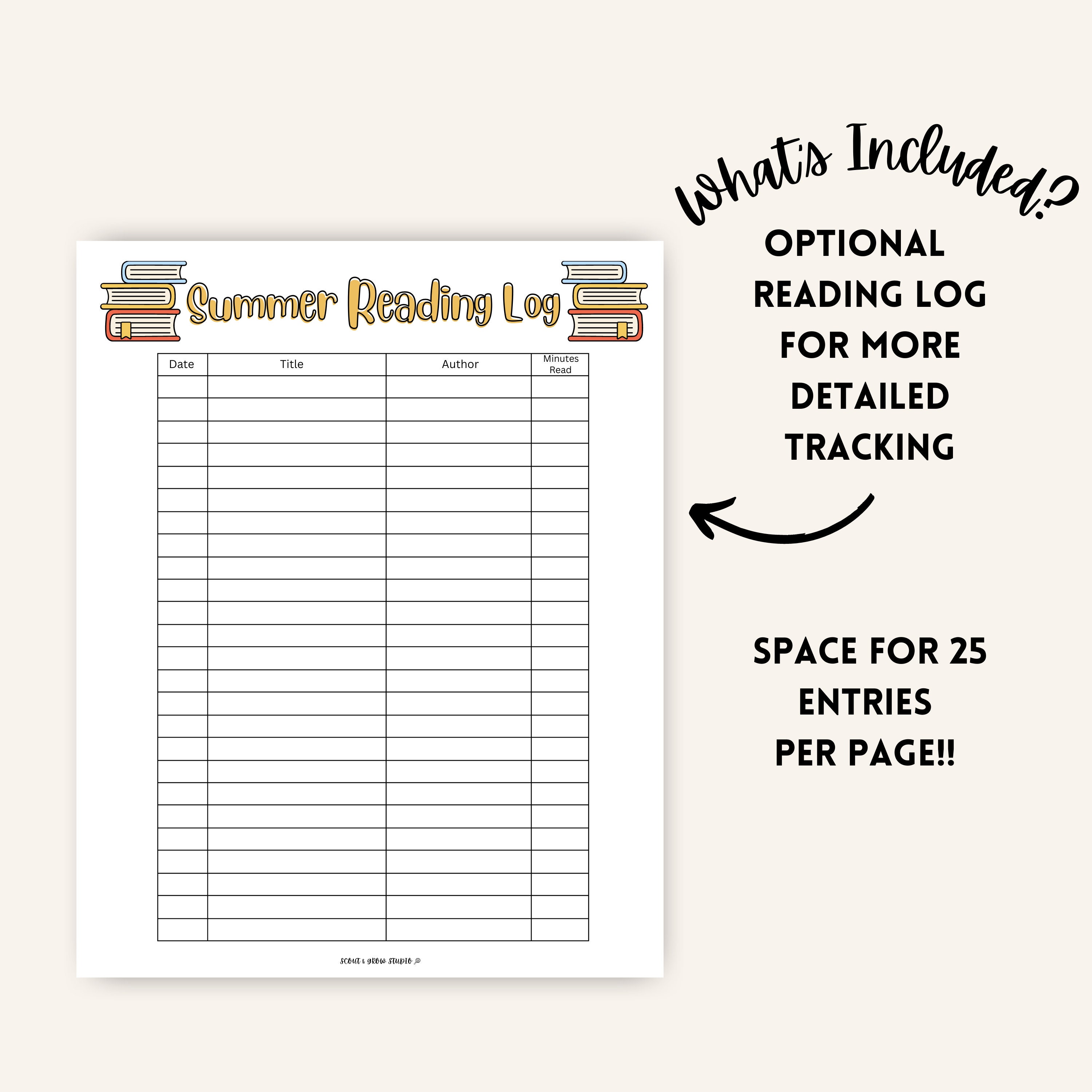 Summer Reading Book Tracker Reading Log for Kids - Etsy