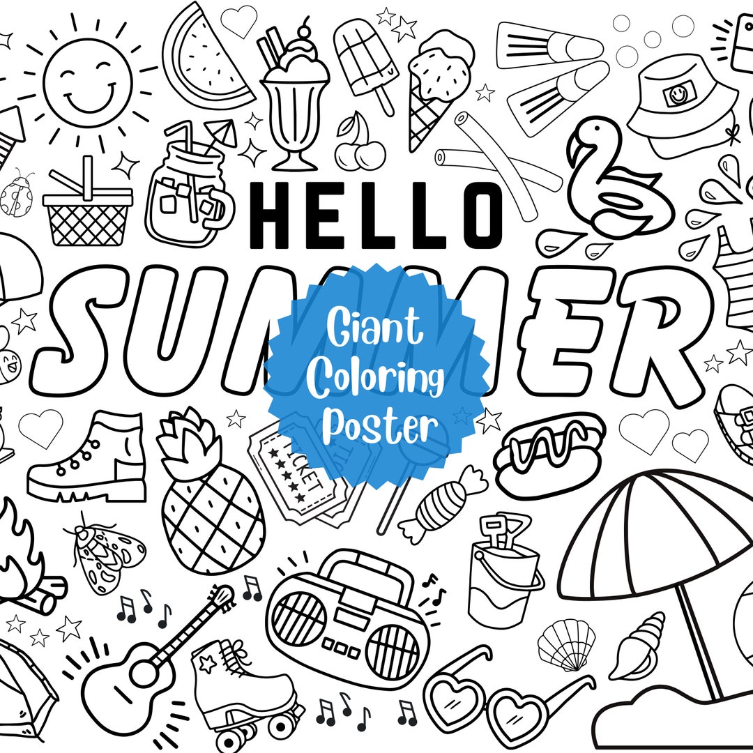 Giant Summer Coloring Poster for Kids Digital Download - Etsy