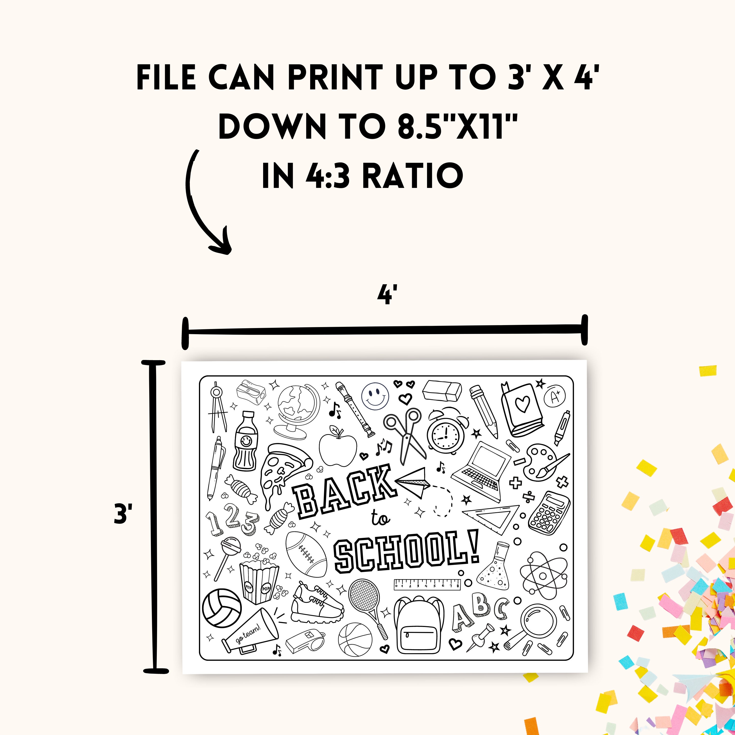 Giant Back to School Coloring Poster Digital Download - Etsy