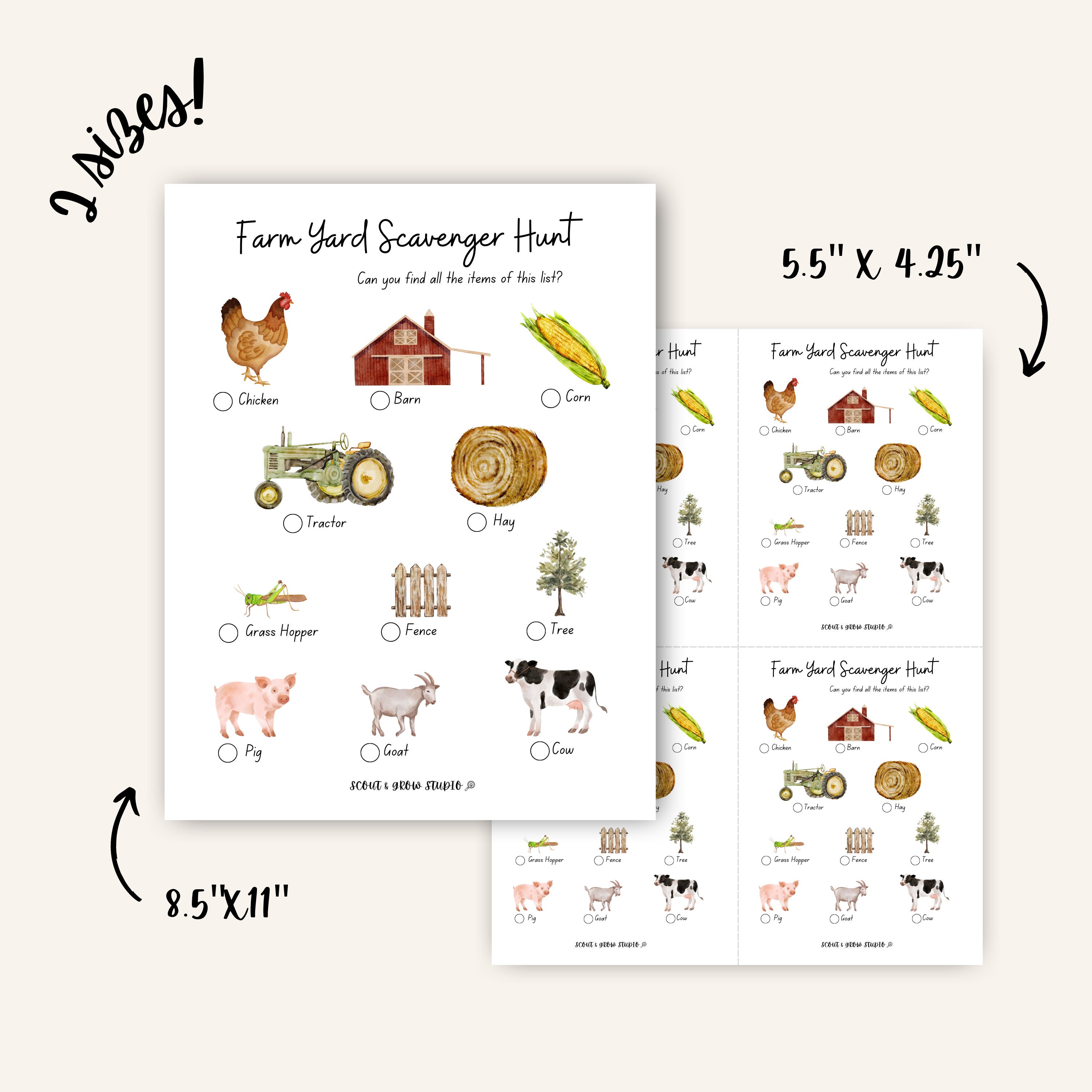 Farm Scavenger Hunt, Farm Theme Birthday Party Activity, Farm Animal ...