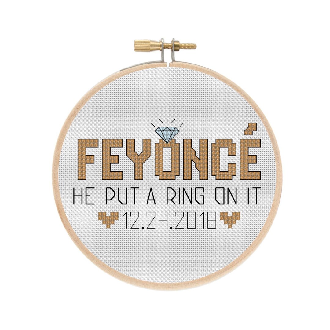 Feyonce With Customizable Engagement Date Cross Stitch - Etsy
