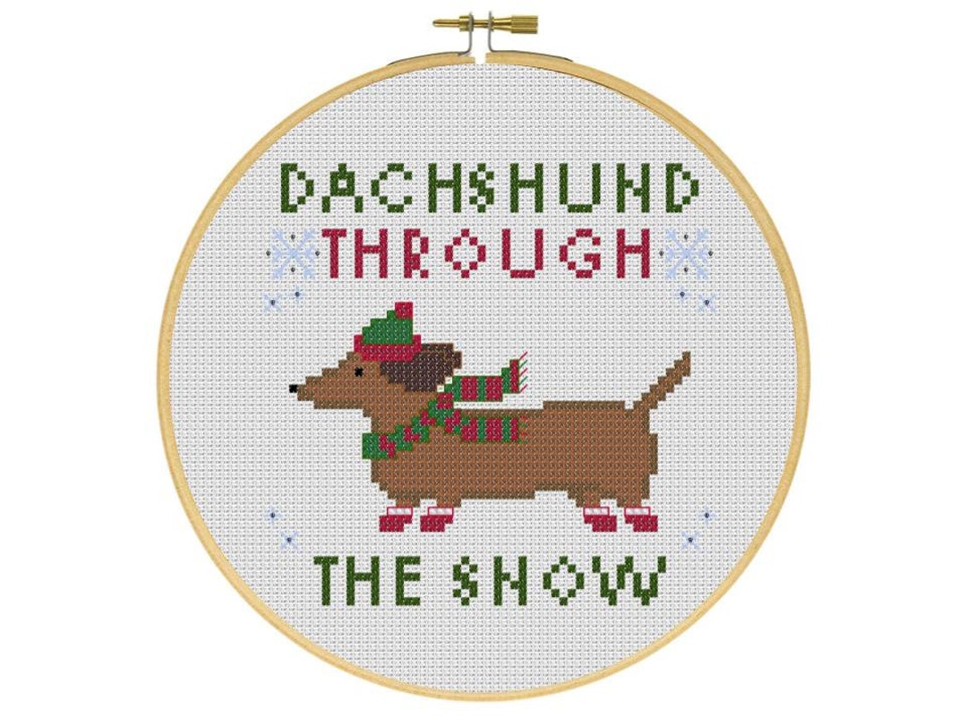 Dachshund Through the Snow Winter Holiday Christmas Cross Stitch PDF ...