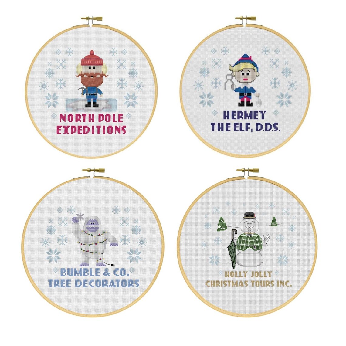 Set of 4 Cross Stitch PDF Patterns: Hermey the Elf, Yukon Cornelius ...