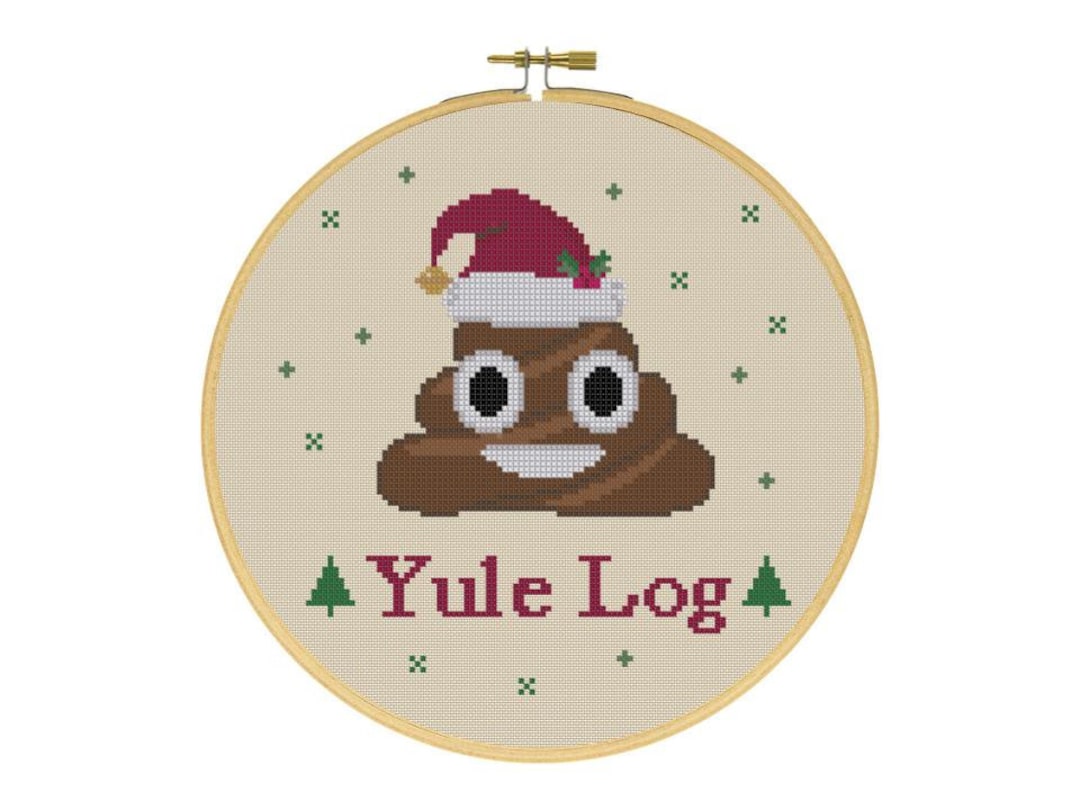 Yule Log Poop With Santa Hat Christmas Holiday Cross Stitch PDF Pattern ...