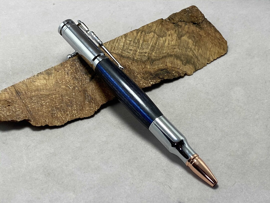 Thin Blue Line Bullet Pen, Chrome Hardware - Etsy