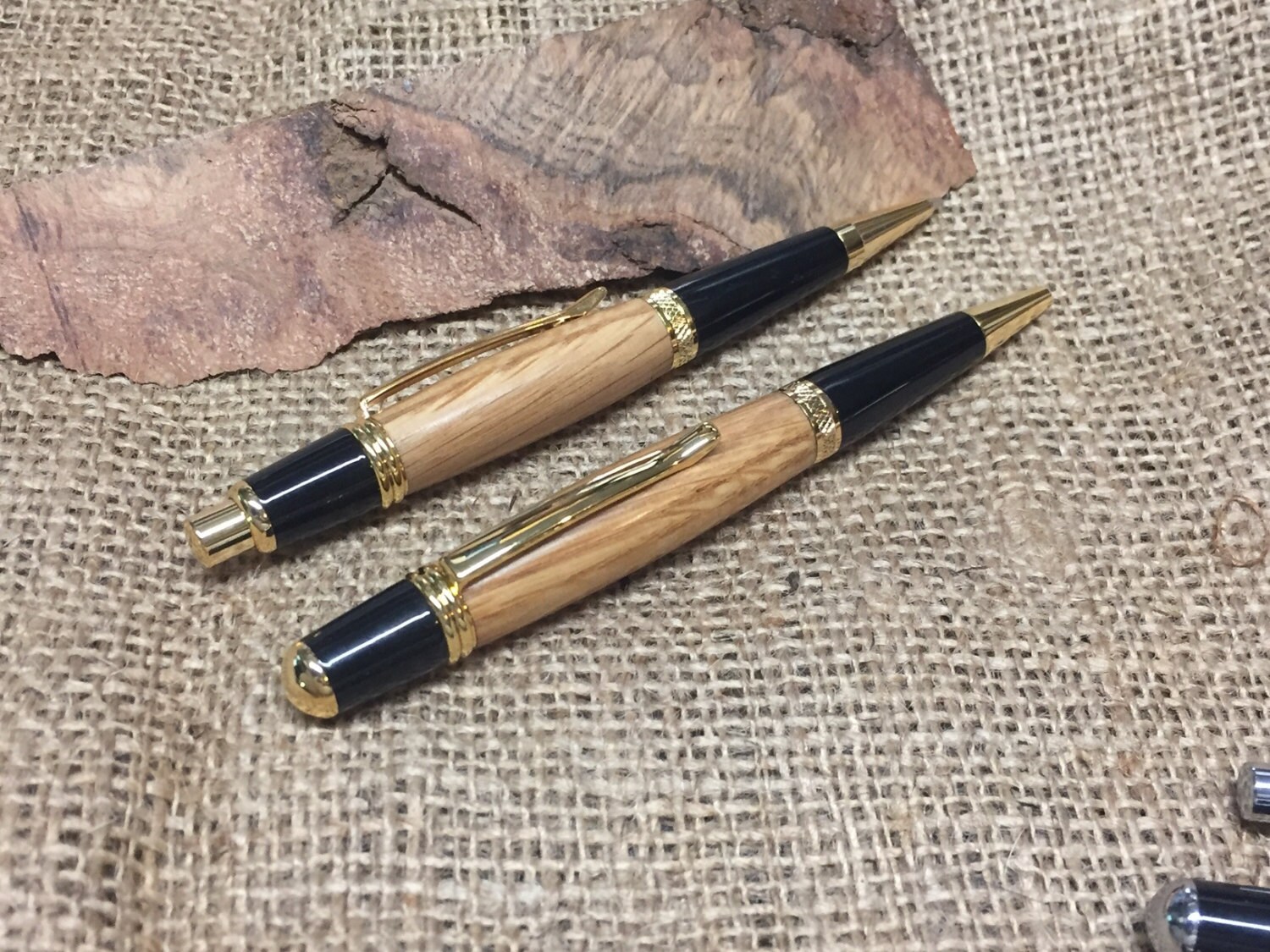 Bourbon Barrel Oak Pen and Pencil Set With Gold or Chrome - Etsy