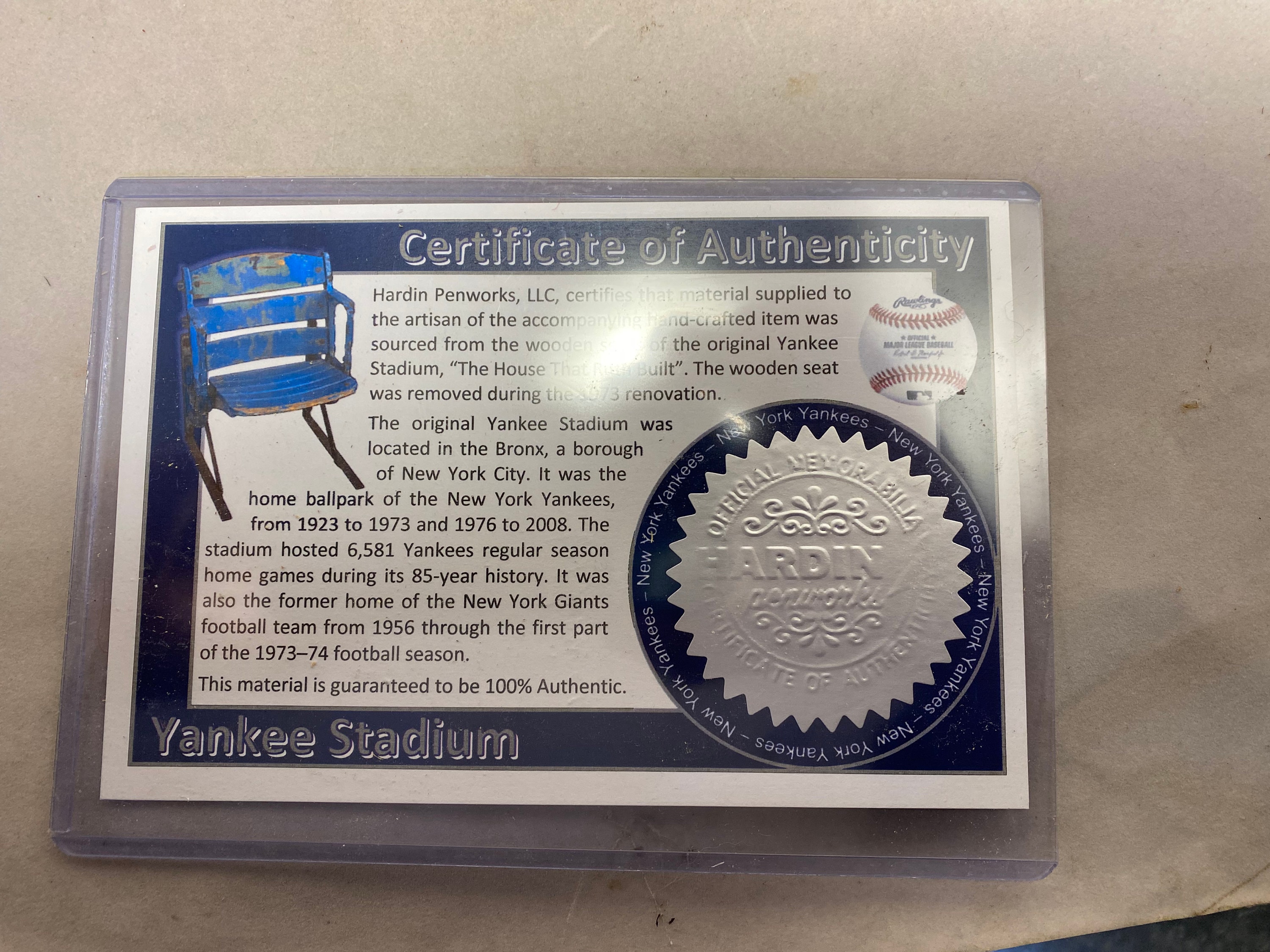 Historic Yankee Stadium Pen, Made With Wood From Yankees Stadium and ...