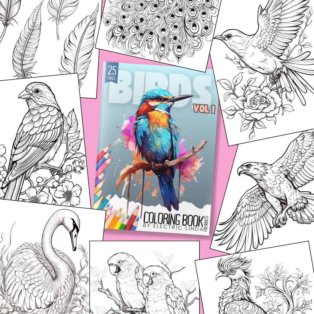BIRDS Printable Coloring Book Vol 1 - Tattoo-inspired Bird Designs, 25 ...