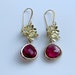 Ruby Red Dangle Earrings With Gold Flowers, July Birthstone - Etsy UK