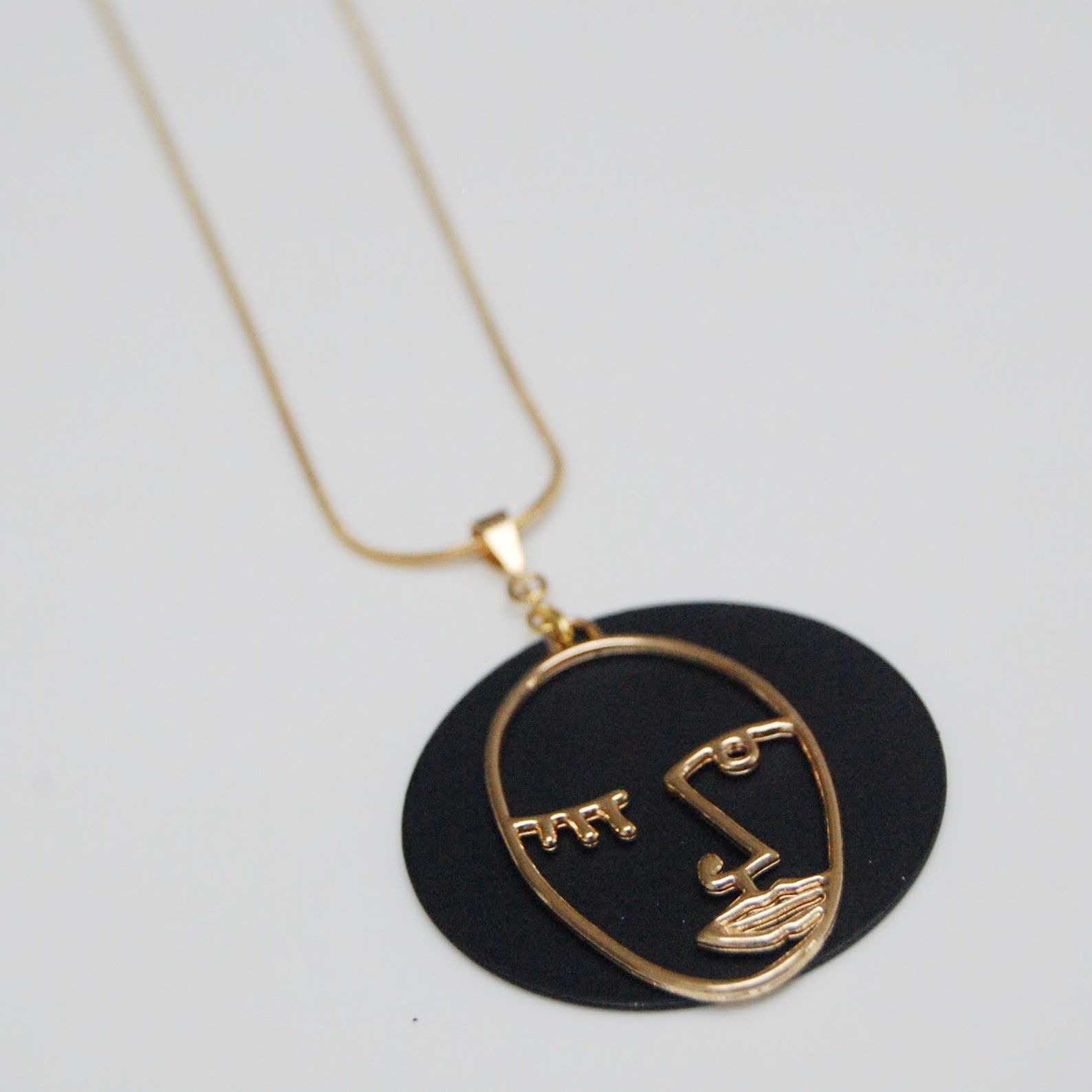 Abstract Face Pendant in Gold or Silver Contemporary - Etsy