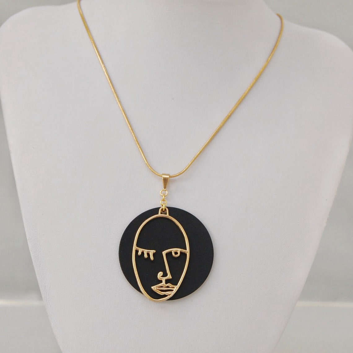 Abstract Face Pendant in Gold or Silver Contemporary - Etsy