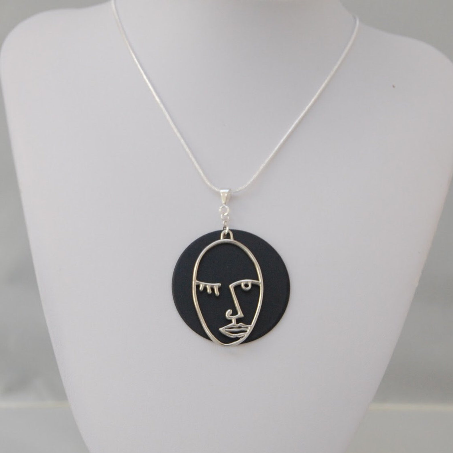 Abstract Face Pendant in Gold or Silver Contemporary - Etsy