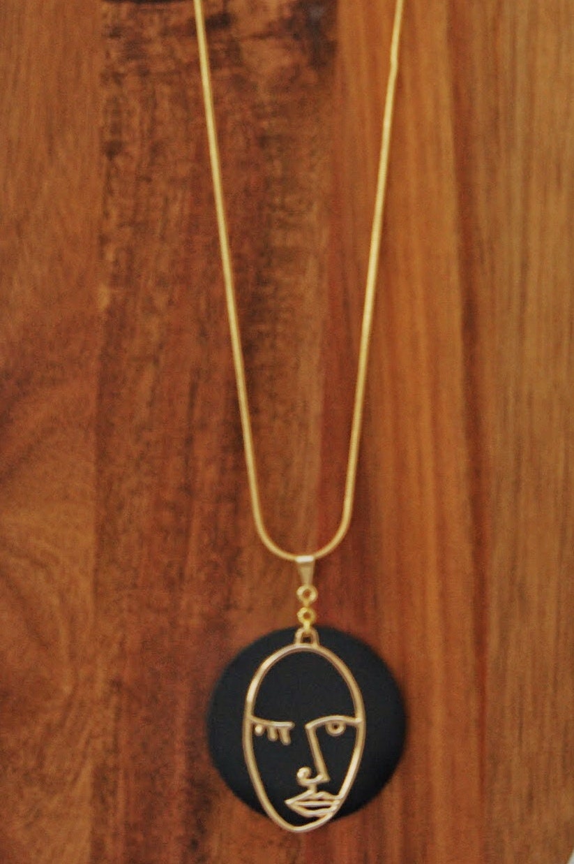 Abstract Face Pendant in Gold or Silver - Etsy