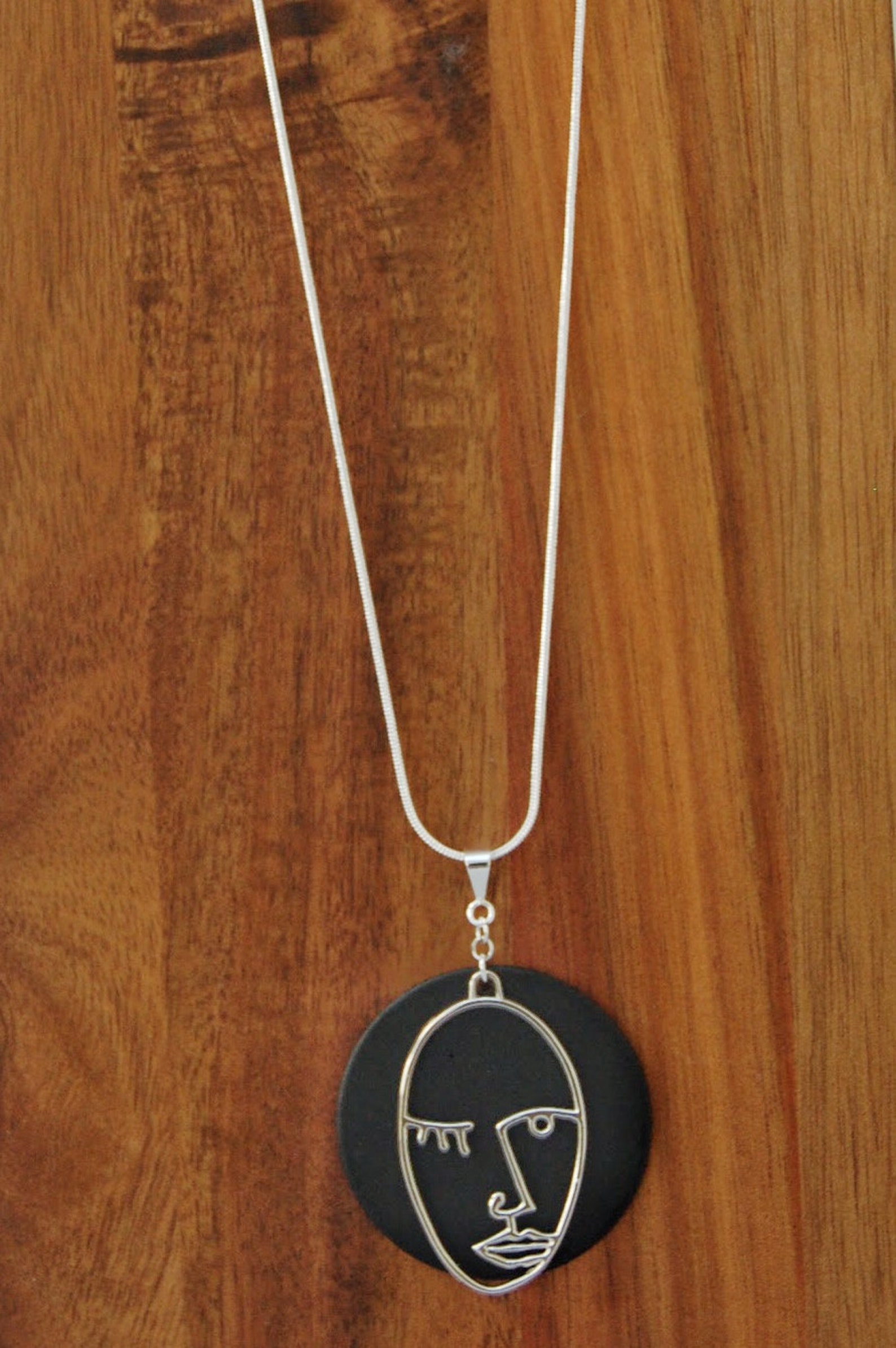 Abstract Face Pendant in Gold or Silver Contemporary - Etsy