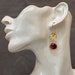 Ruby Red Dangle Earrings With Gold Flowers, July Birthstone - Etsy UK