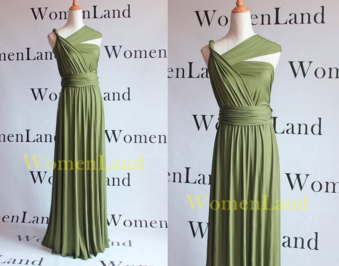 Sage Olive Green Infinity Wrap Convertible Bridesmaid Dress Floor ...