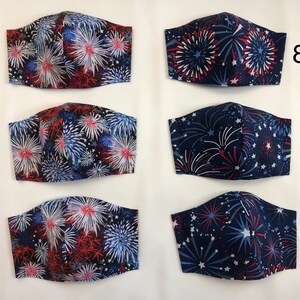 4th of July Patriotic Face Mask | 3 Layers W/filter Pocket | Removble ...