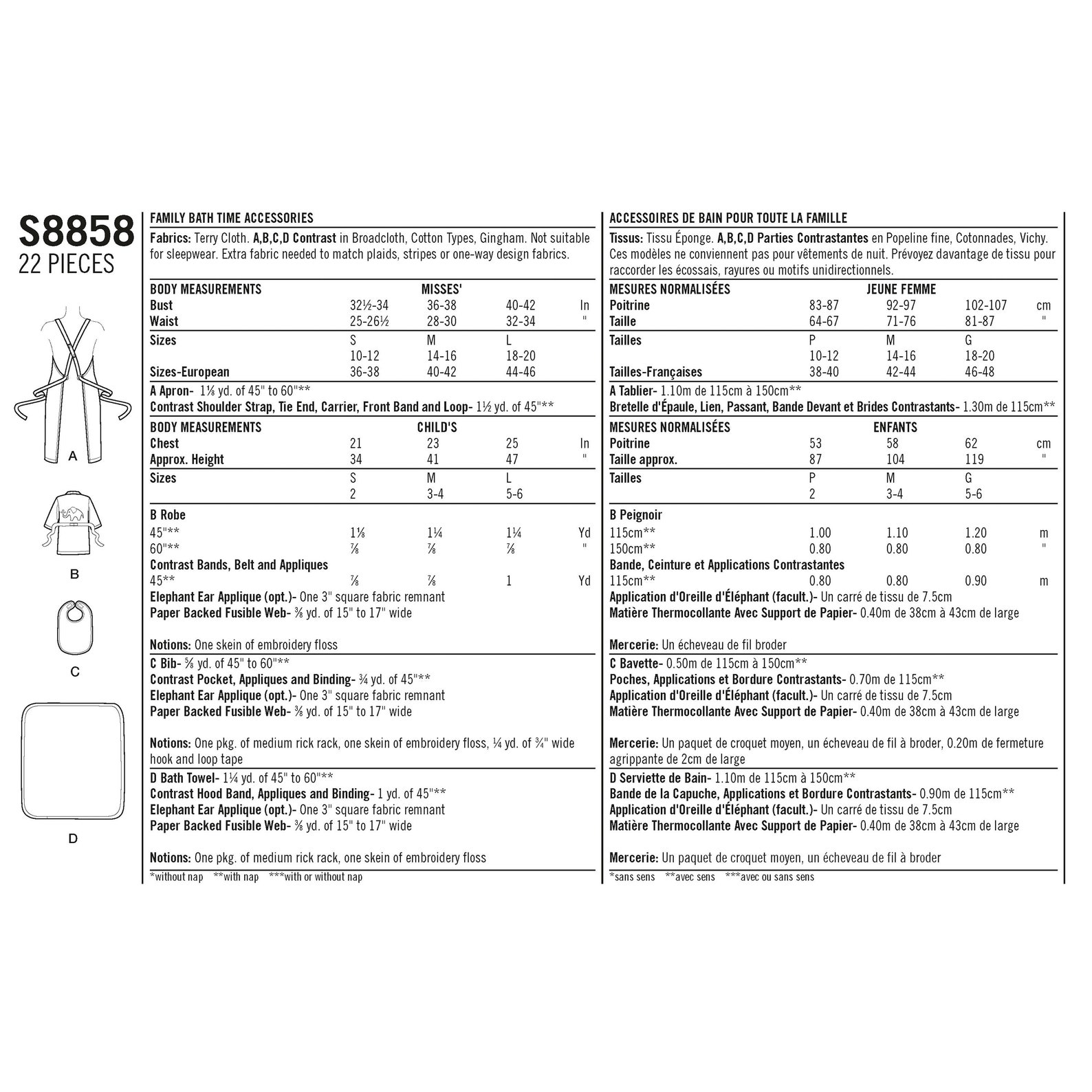 Simplicity Pattern S8858 Family Bath-time Accessories | Etsy