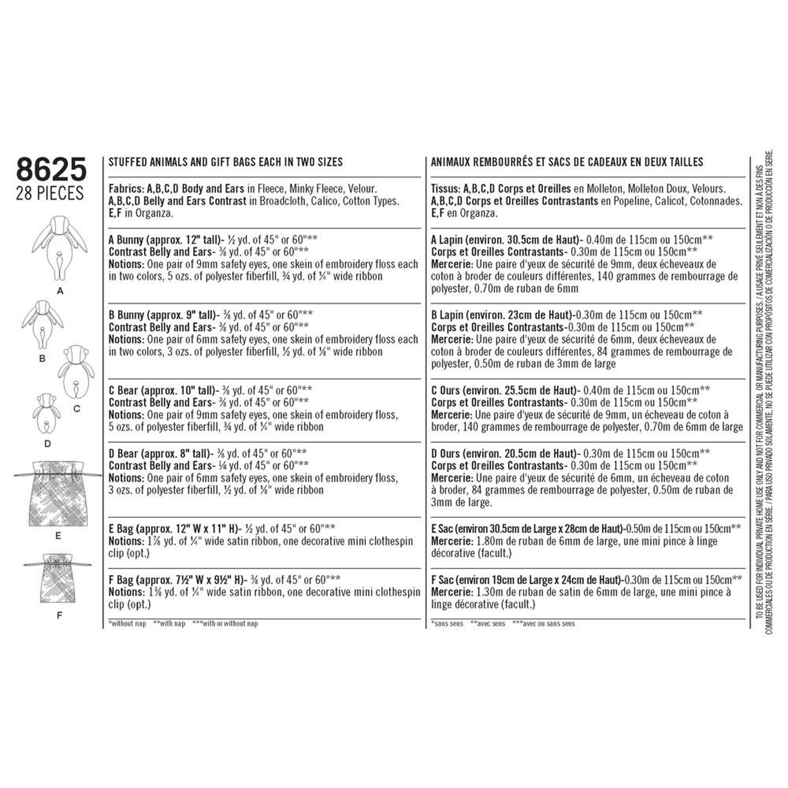 Simplicity Pattern 8625 Stuffed Animals and Gift Bags - Etsy