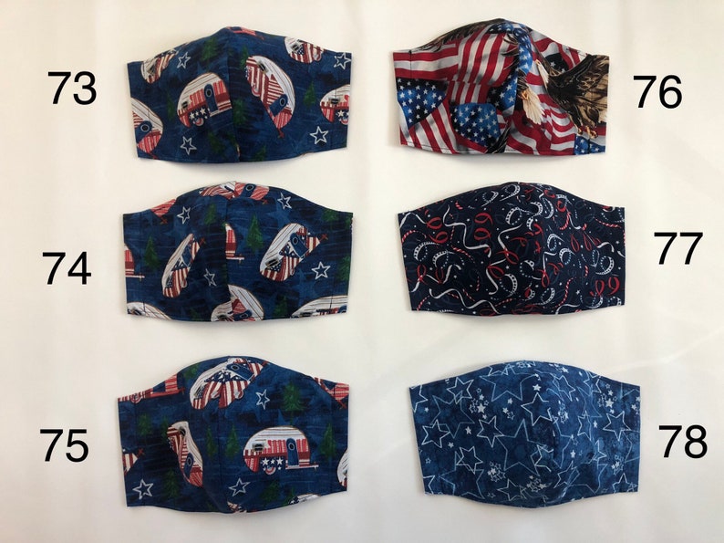 4th of July Patriotic Face Mask 3 Layers W/filter Pocket - Etsy