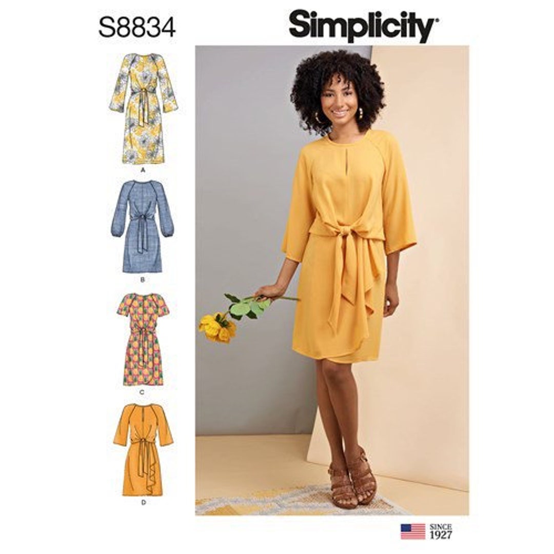 Simplicity Pattern S8834/R10120 Misses' Tie-front Dress - Etsy