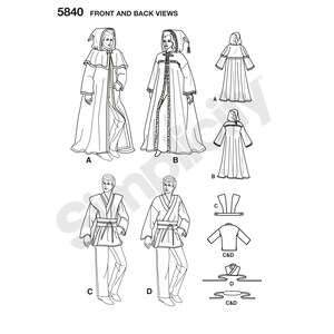 Simplicity Pattern 5840 Adults' & Teens' Costumes - Etsy