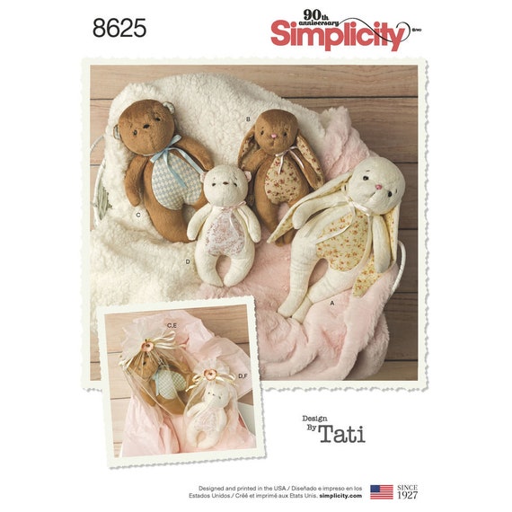 Simplicity Pattern 8625 Stuffed Animals and Gift Bags | Etsy