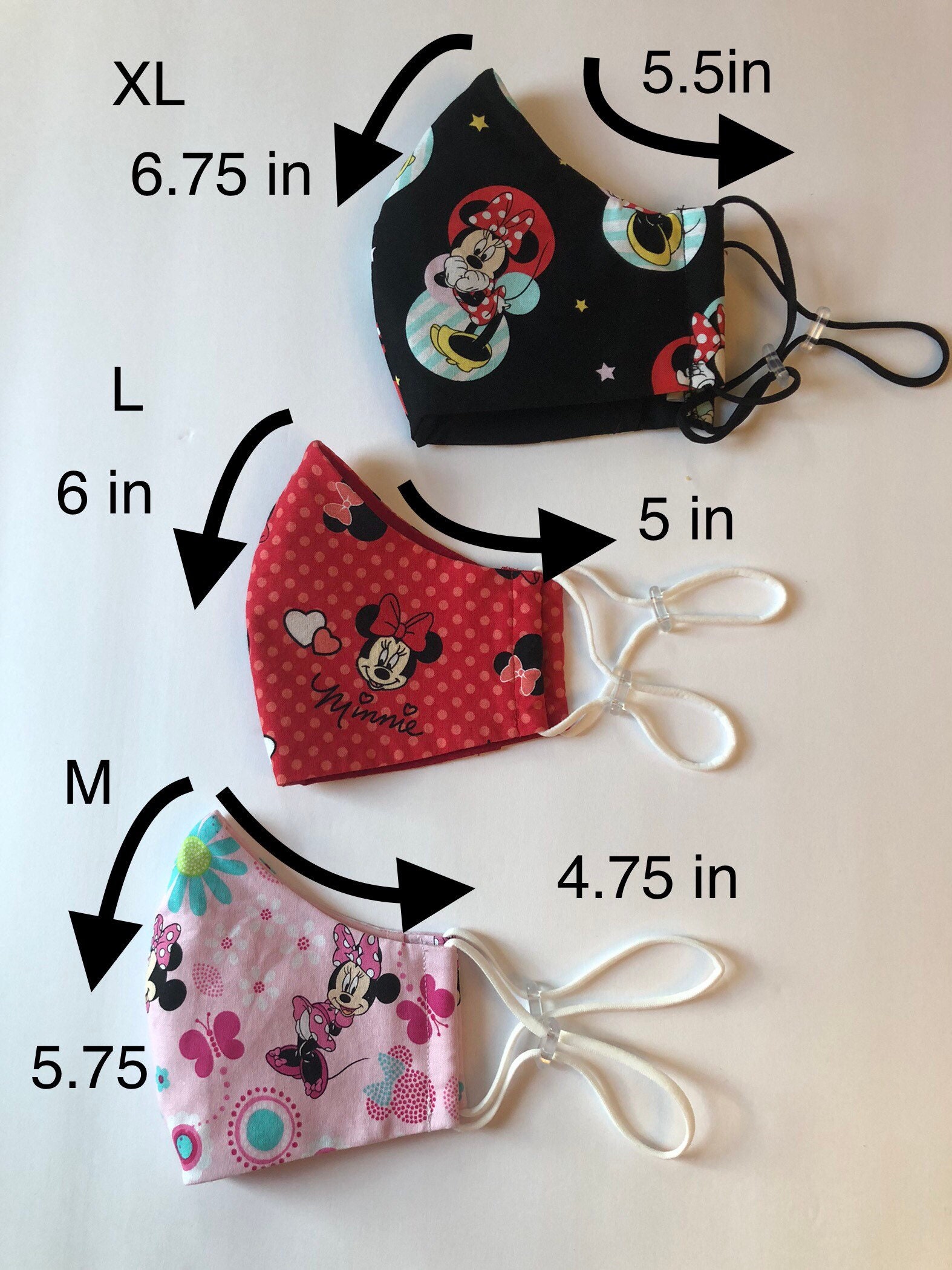 Minnie Mouse Face Mask 3 Layers W/ Filter Pocket Removable | Etsy