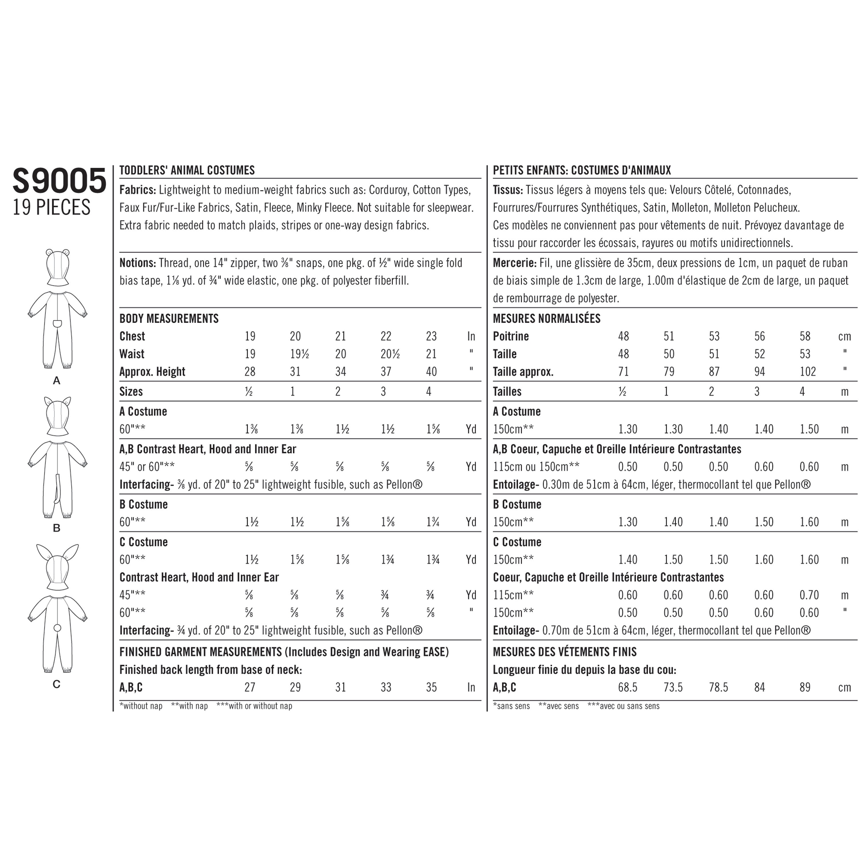 Simplicity Pattern S9005 Toddlers' Bunny Bear and Cat | Etsy