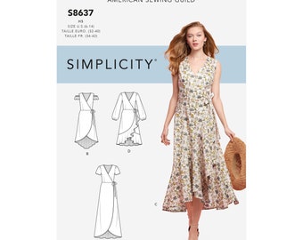 Simplicity Pattern S8735 Misses'/miss Petite Wrap Dress | Etsy