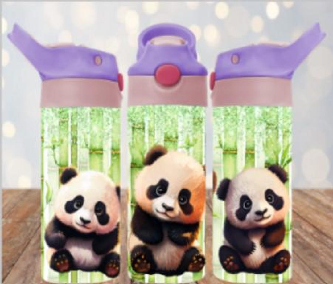 Panda Tumbler Cup Retractable Built in Straw Lid and Handle 12 Oz. - Etsy