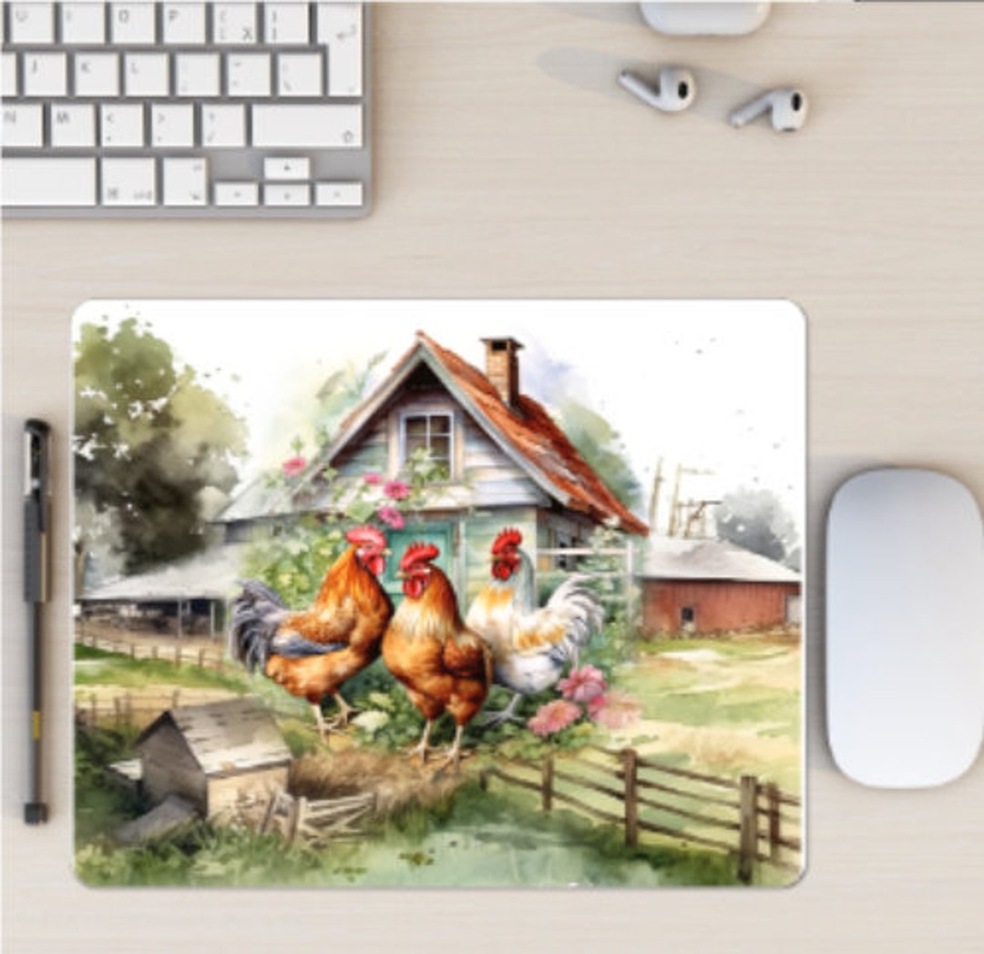 Chickens on the Farm Mouse Pad - Etsy