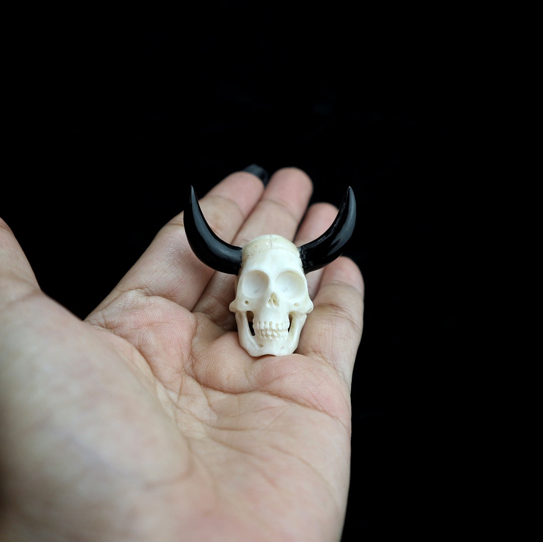 Hand Carved Devil Demon Skull Made of Antler - Etsy