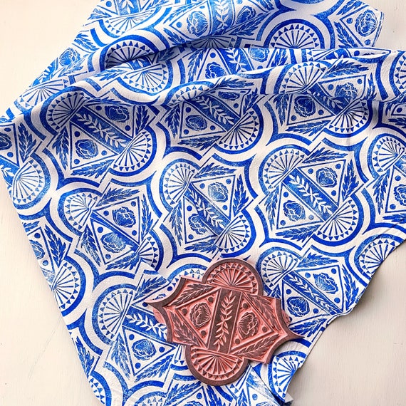 Arabesque Blue Tea Towel Moroccan Tile Art Deco Inspired - Etsy