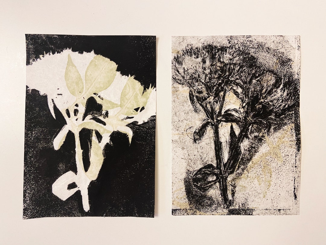 Nature Monoprint Art Print Set - Etsy