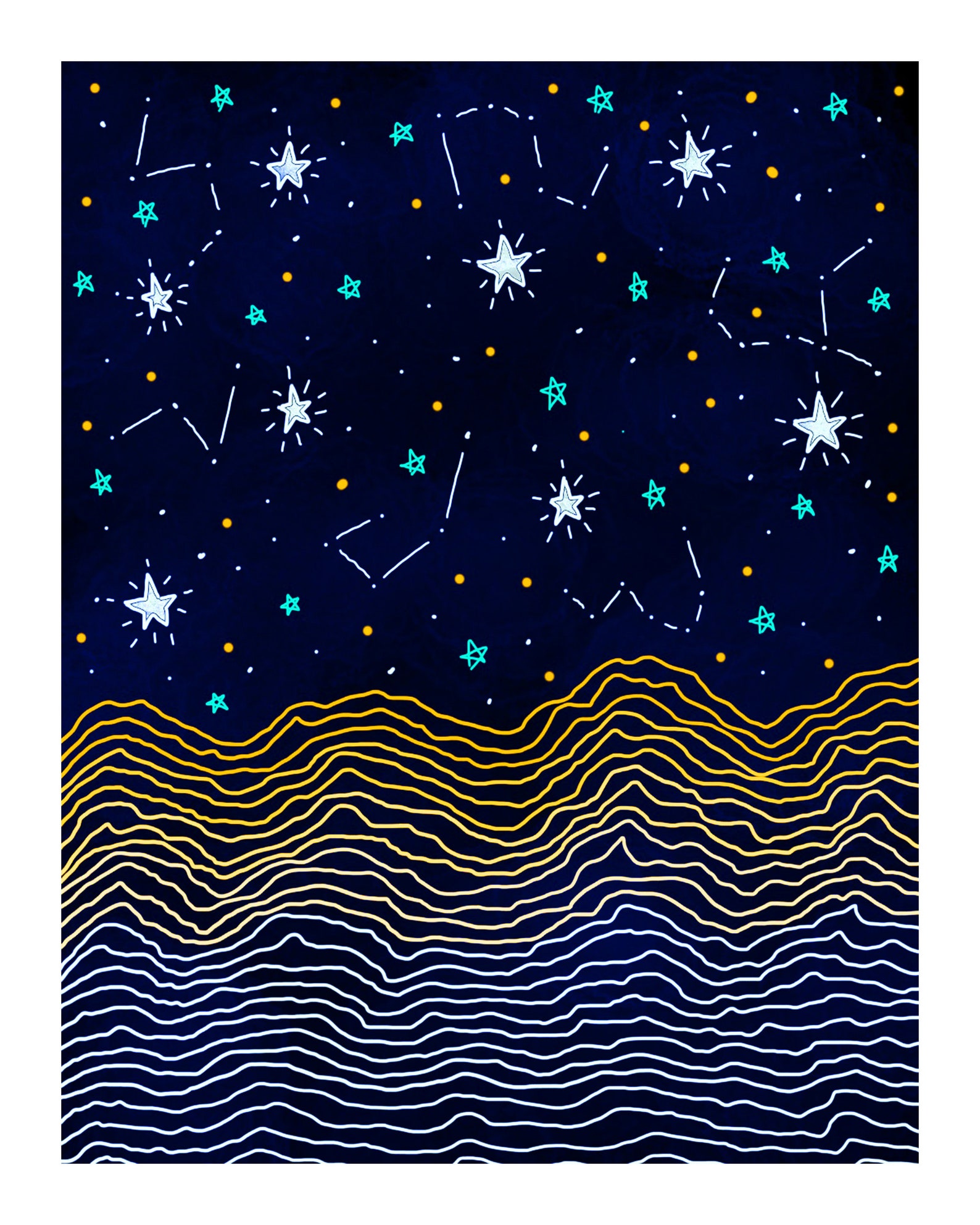 Celestial Waters Art Print Digital Procreate Illustration - Etsy