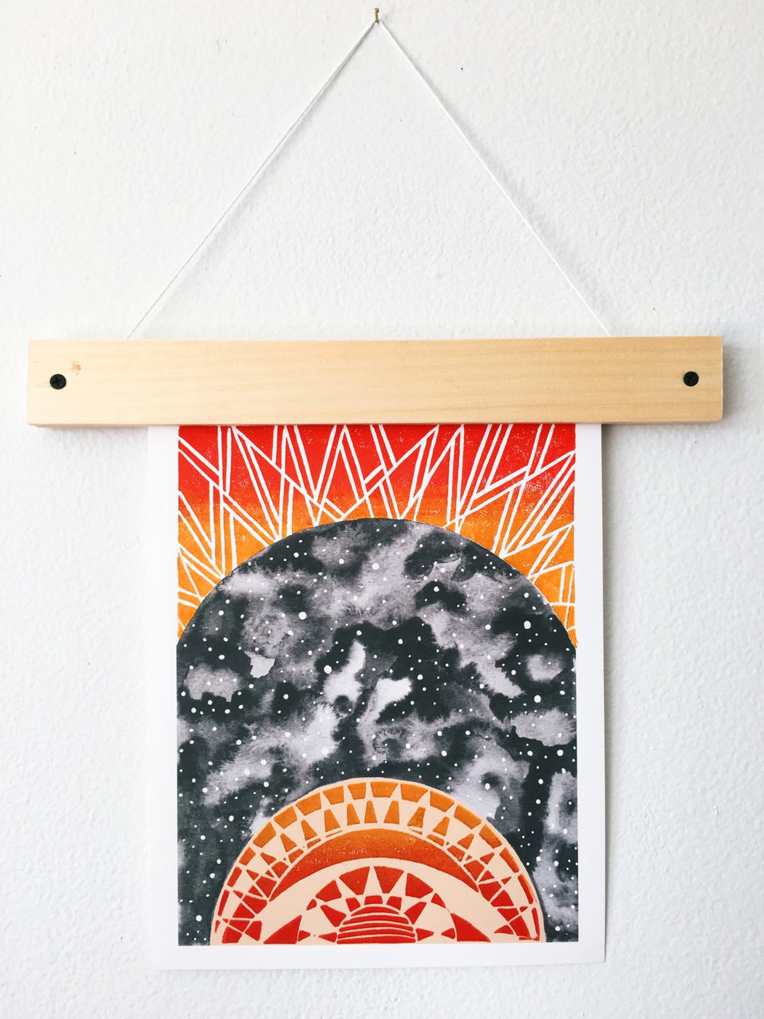 Rising Sun Art Print - Block Print - Watercolor Art - Etsy