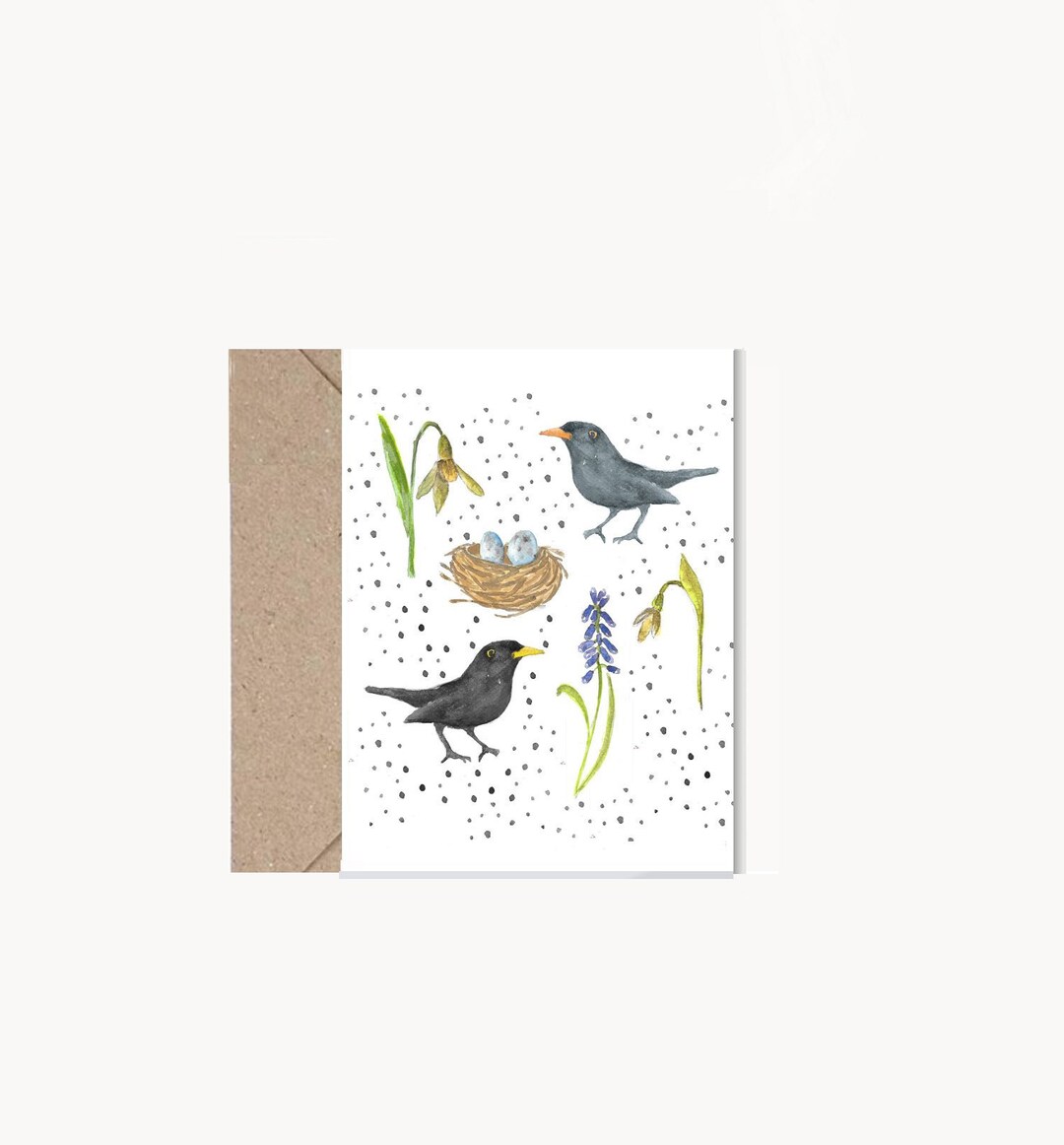 Digital Download Birthday Card and Wall Art SPRING Watercolor , Instant ...