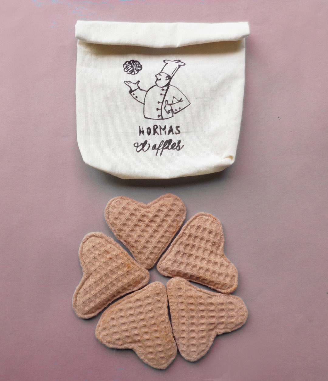 Play Food Waffles Pretend Play Baker Textile Toy Set , Handmade in ...