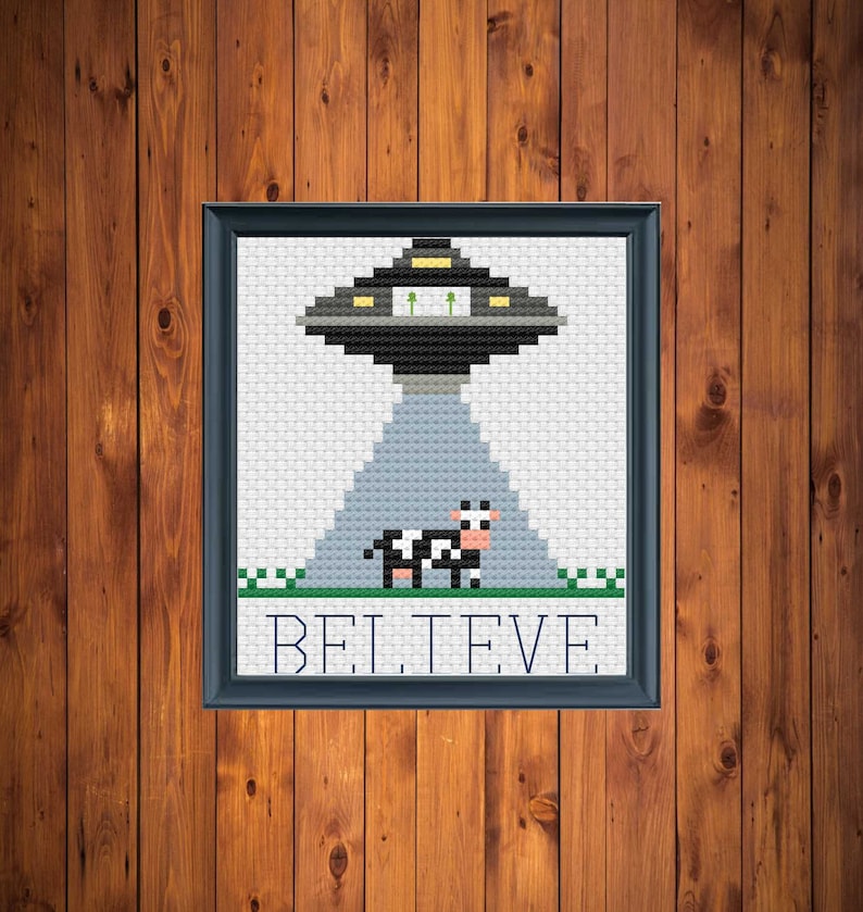 Do Moo Believe? | Alien Abduction Cross Stitch Pattern | PDF Pattern - Etsy