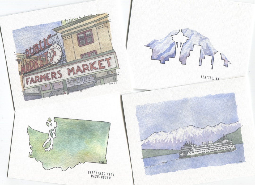 Seattle Printed Card Set - Etsy