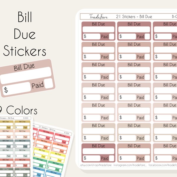 Bill Pay Stickers - Etsy