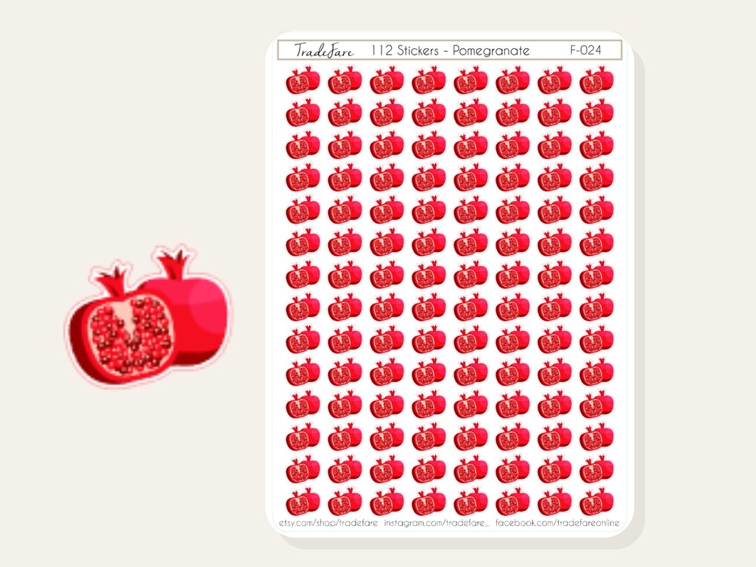 Pomegranate Stickers for Planner, Pomegranate Stickers, Mini ...