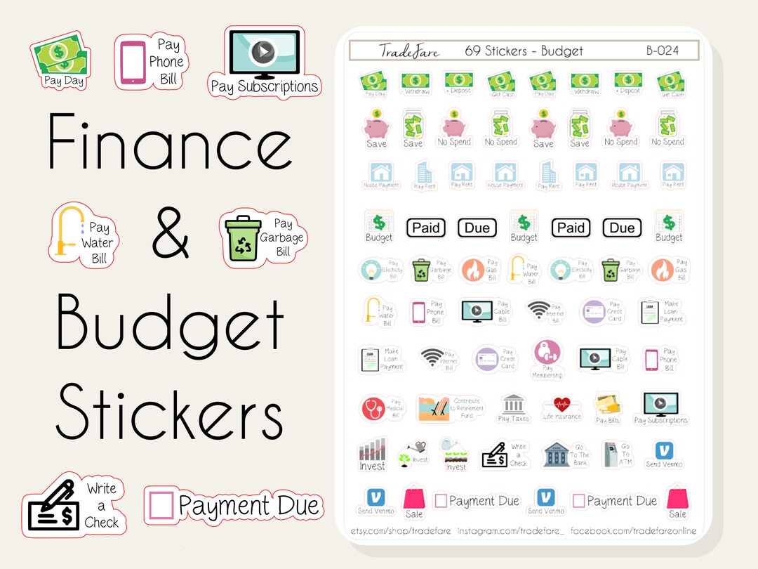 Budget Stickers for Planner, Finance Stickers for Planner, Budget ...